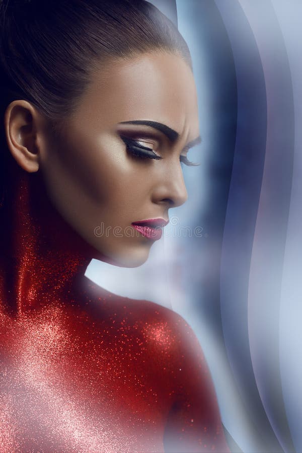 Fiery red stock image. Image of hairstyle, hide, look - 130177513