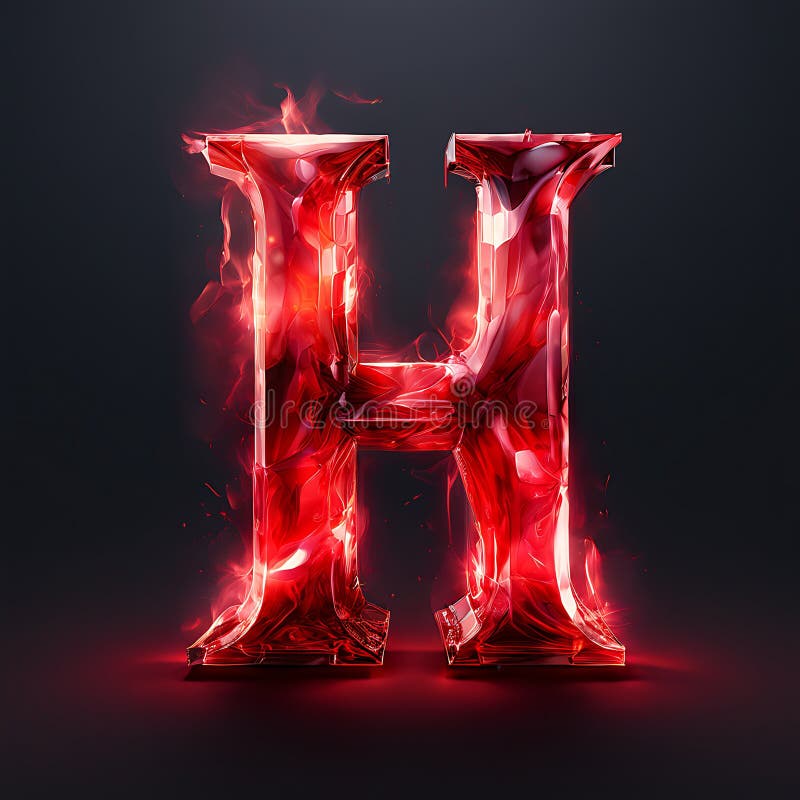 Fiery Red Glass Letter H stock illustration. Illustration of spark ...