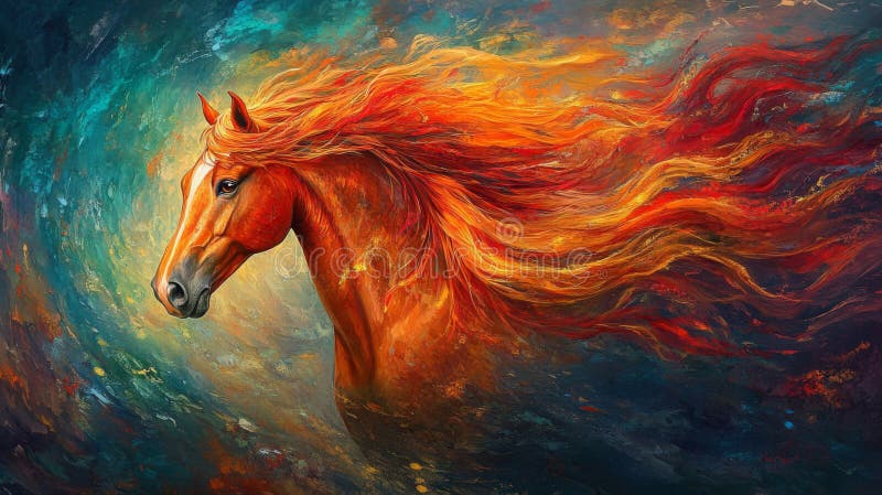 Fiery Red Horse Painting Abstract Art Dynamic Movement Stock ...