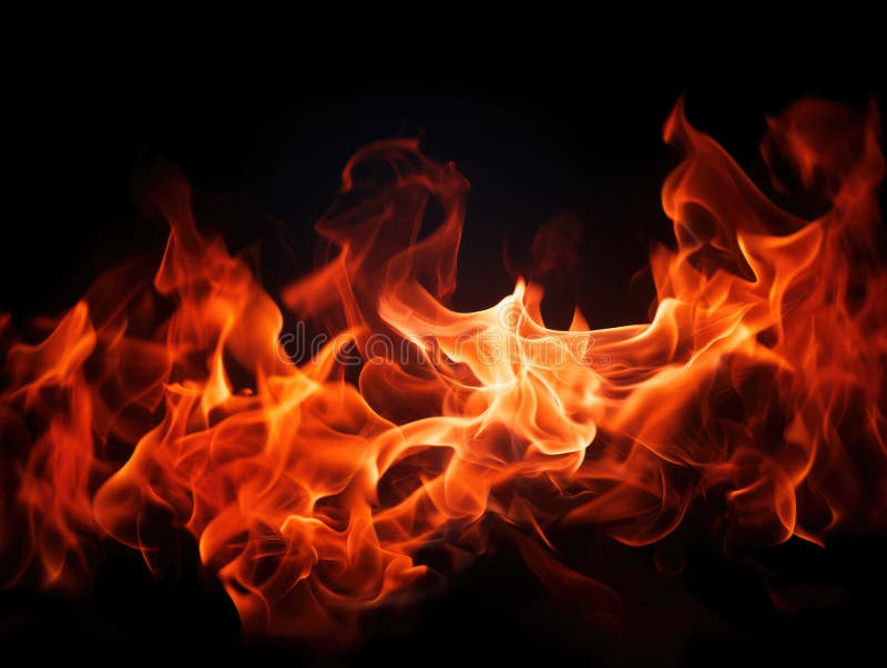 Fiery Red-hot Flames Isolated on a Black Background Stock Illustration ...