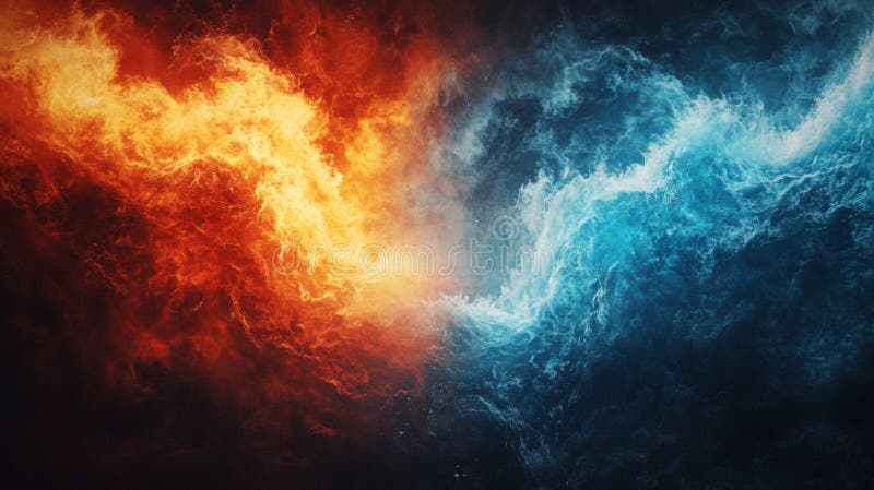 Fiery Red and Icy Blue Abstract Background Stock Illustration ...