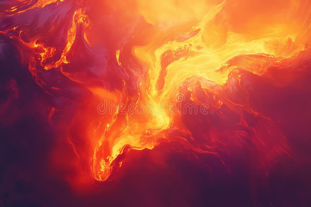A Fiery Red and Orange Abstract Background with Fluid Lava-like Textures, Molten Patterns, and ...