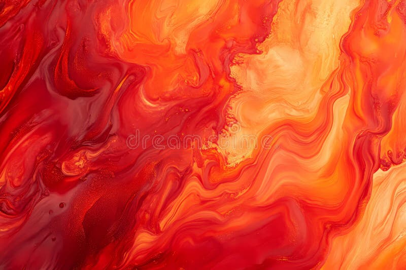 A Fiery Red and Orange Abstract Background with Fluid Lava-like ...