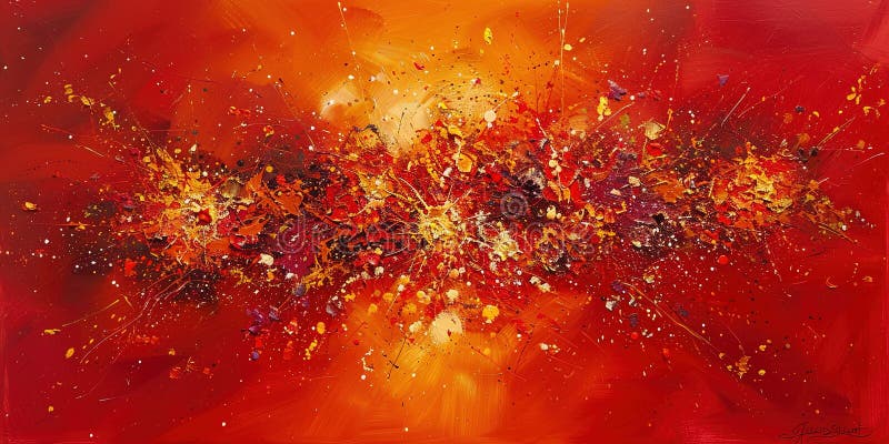 Fiery Red and Orange Explosion of Abstract Elements Creating a Bold and ...