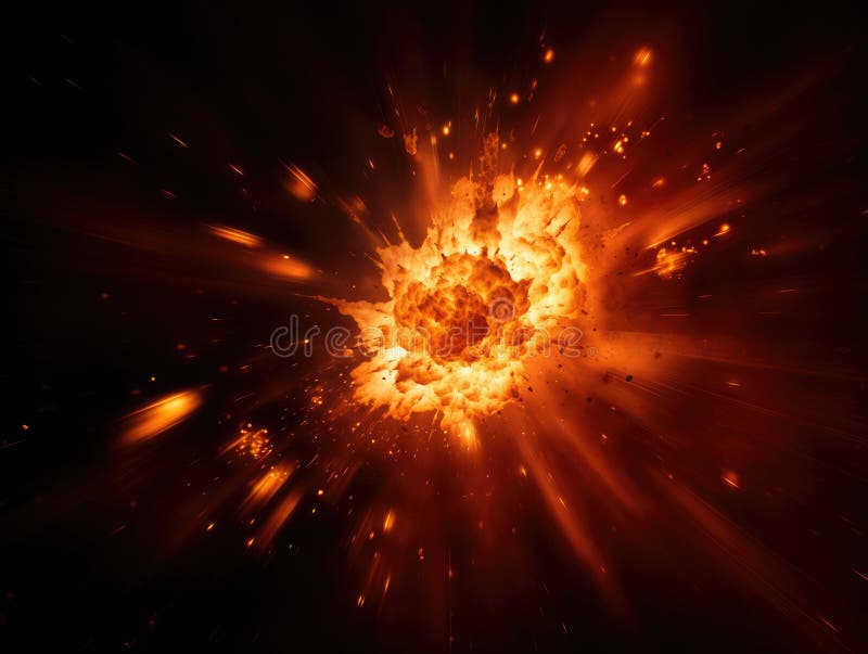 Fiery Red Orange Explosion on a Black Background Stock Illustration ...