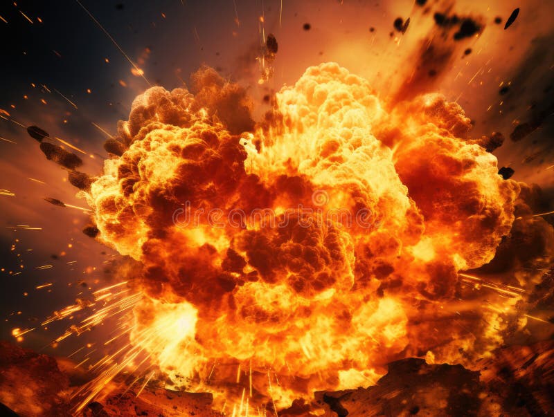 Fiery Red Orange Explosion on a Black Background Stock Illustration ...