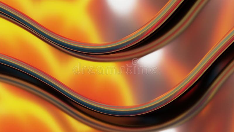 Fiery Red Overlapping Objects with Beautiful Curves of Metal Abstract ...