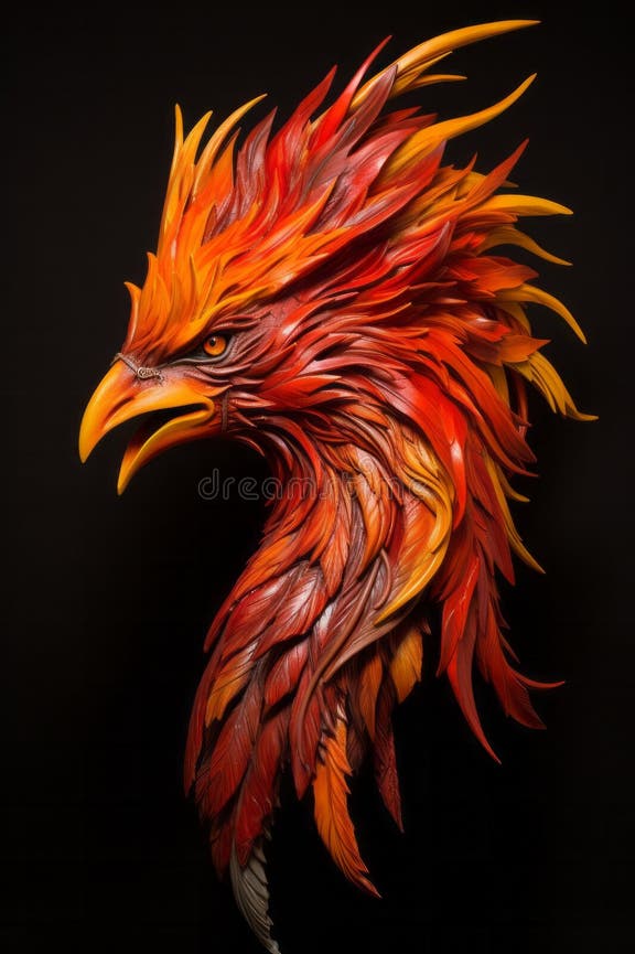 Fiery Red Phoenix Bird Head Stock Photo - Image of burn, fire: 379382940