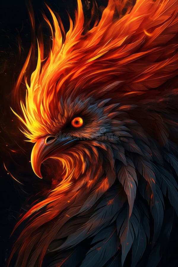 Fiery Red Phoenix Bird Head Stock Image - Image of phoenix, ornate ...