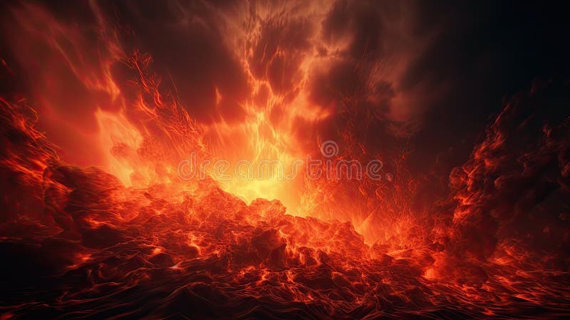 Fiery Red Sky with Smoke and Flames for Spooky Halloween Background ...