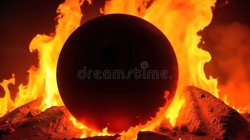 A Fiery Red Sphere at the Heart of an Intense Inferno. a Glowing Red ...
