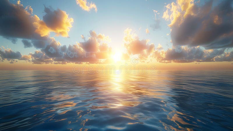 A Fiery Red Sun Sinks Below the Horizon, Casting a Golden Glow on the ...