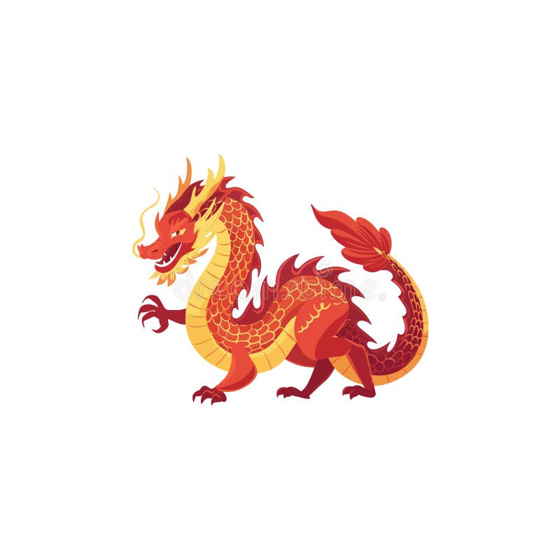 Fiery Red and Yellow Chinese Dragon. Vector Illustration Design Stock ...