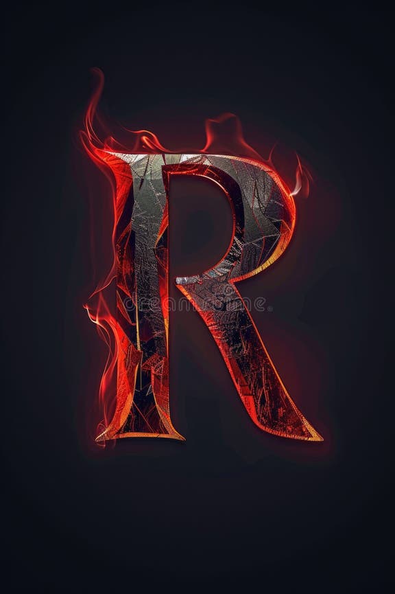 A Fiery Representation of the Letter R, with Flames Forming the Shape ...