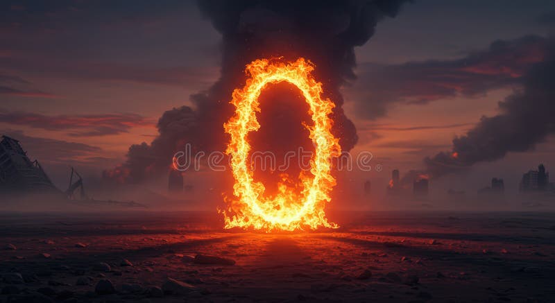 Fiery Ring of Apocalypse: a Post-Apocalyptic Landscape Stock ...