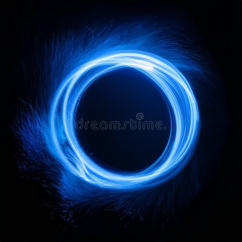 Fiery Ring of Blue Fire Flames on Black. Mesmerizing and Glowing Blue ...