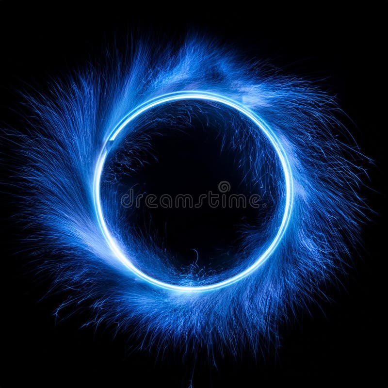 Fiery Ring of Blue Fire Flames on Black. Mesmerizing and Glowing Blue ...