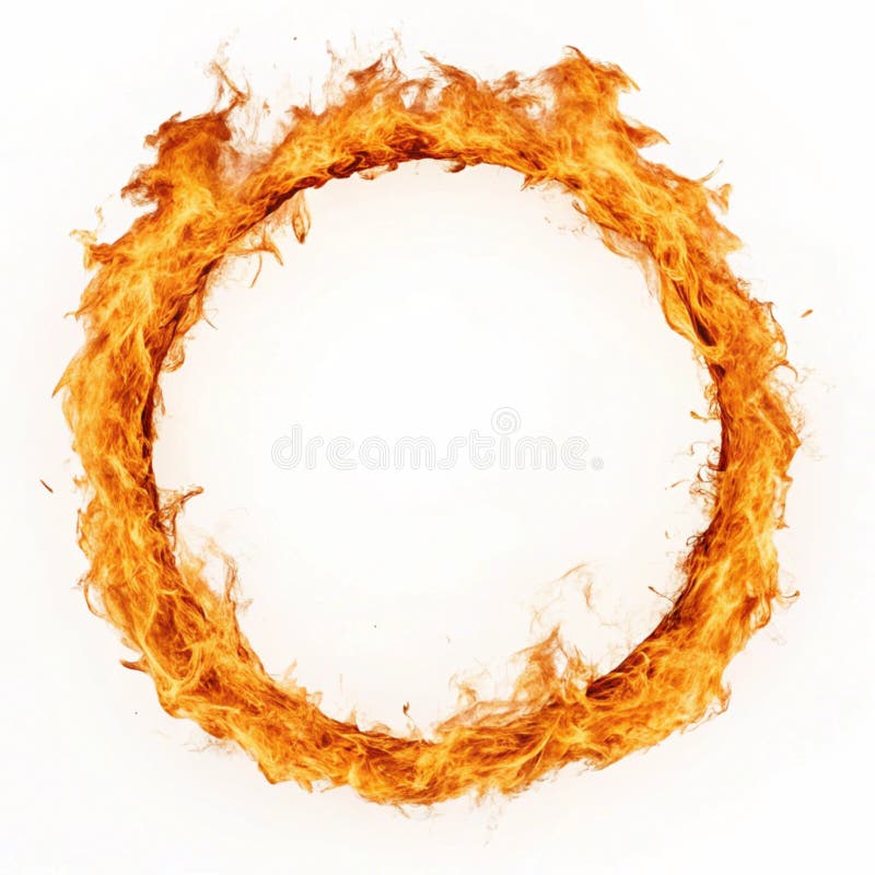 Fiery Ring of Burning Flame on White Background Stock Photo - Image of ...