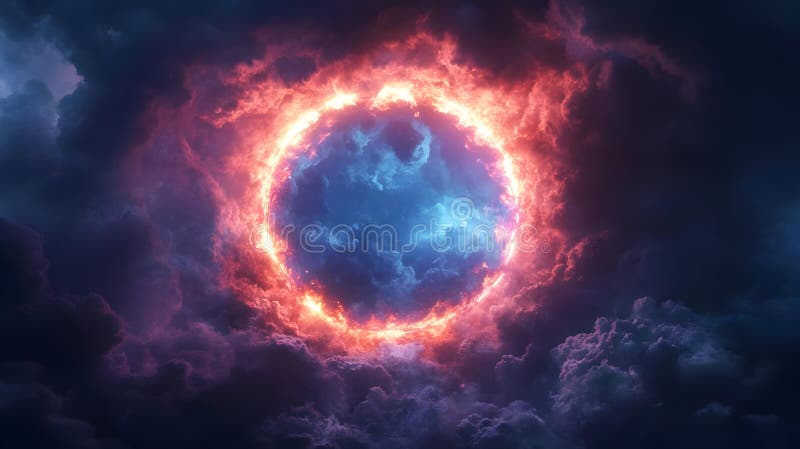 Fiery Ring in the Clouds - Abstract Background Illustration Stock ...
