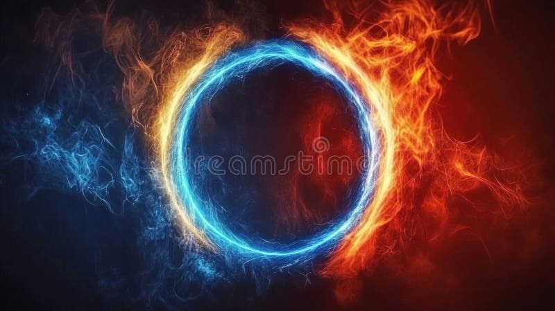 Fiery Ring of Contrasting Elements is a Digital Art Masterpiece Stock ...