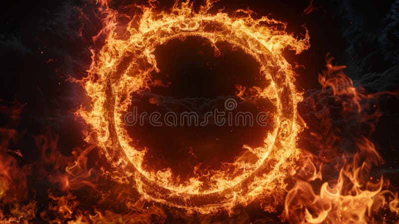 Fiery Ring in Dark Background, Symbolic Burning Concept Stock Photo ...