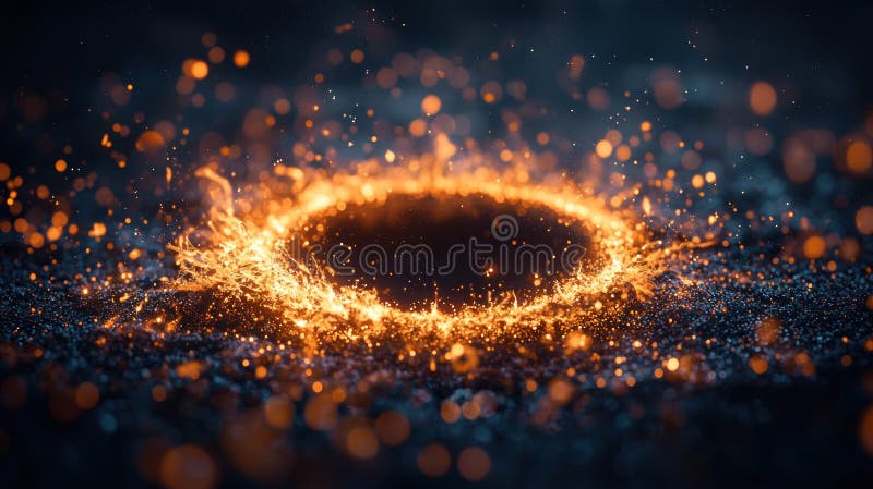 Fiery Ring Energy Explosion Dark Background Stock Illustration ...
