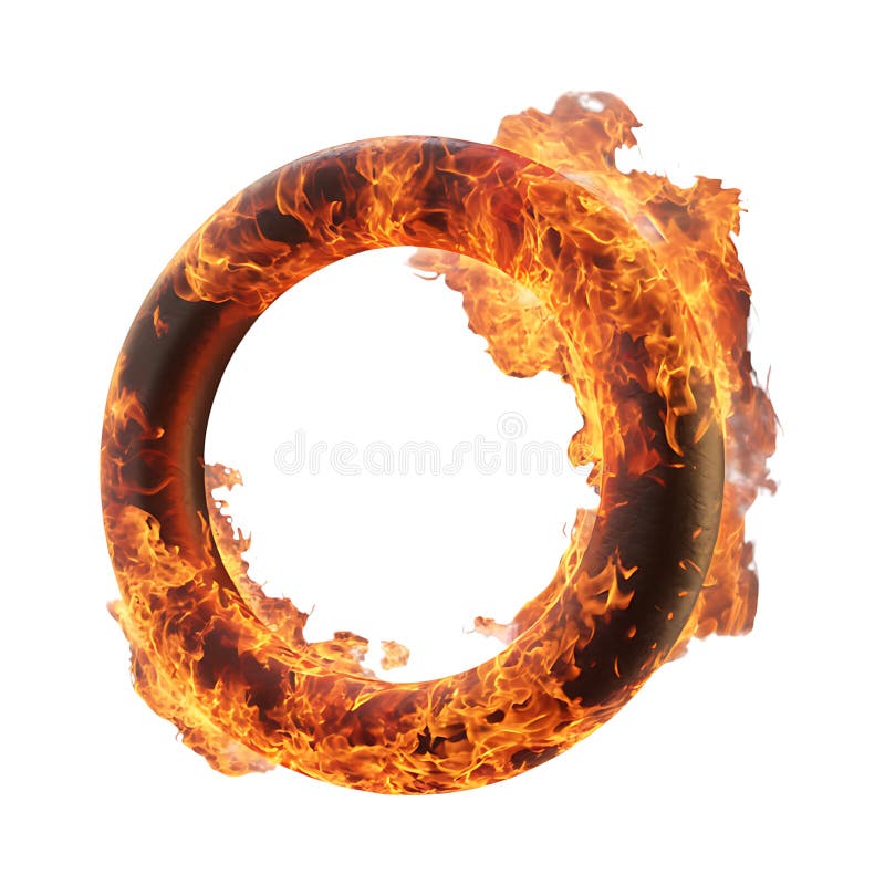 A Fiery Ring Engulfed in Flames Against a Stark White Background in ...