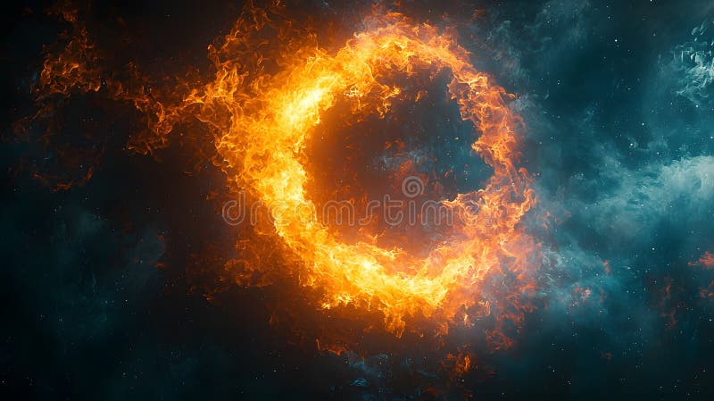 Fiery Ring of Fire Abstract Burning Space Nebula Cosmic Energy AI ...