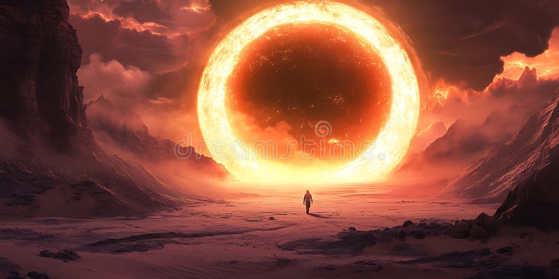 Fiery Ring of Fire Epic Fantasy Landscape Wallpaper Stock Illustration ...