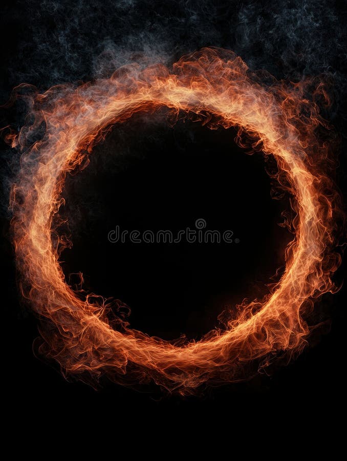 Fiery ring of flames stock illustration. Illustration of digital ...
