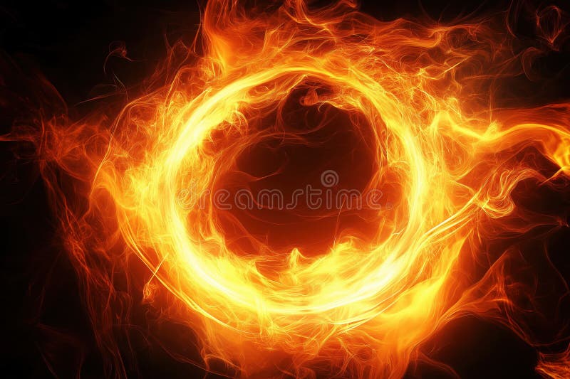 Fiery Ring of Flames Creating a Circular Blaze on a Dark Background ...