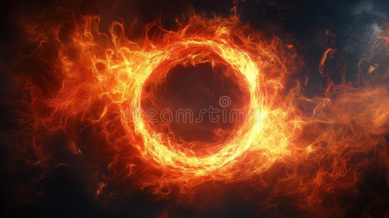 Fiery Ring of Flames Creating a Circular Inferno with Mystical Energy ...