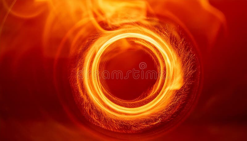 Fiery Ring of Flames on Red Background. Blurred Motion Stock ...