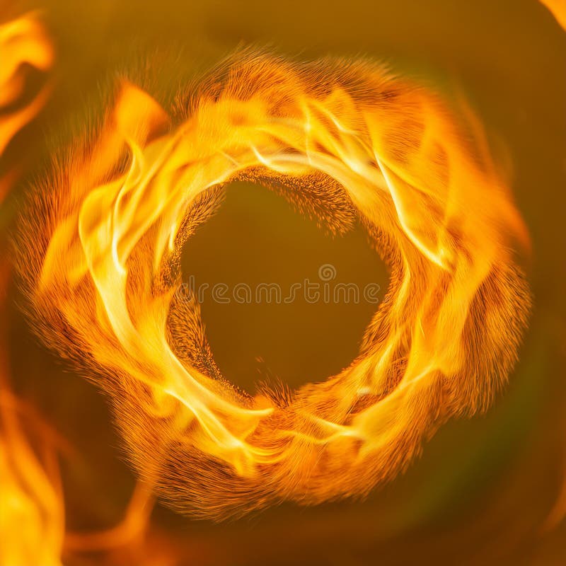 Fiery Ring of Flames on Yellow Background. Blurred Motion Stock ...