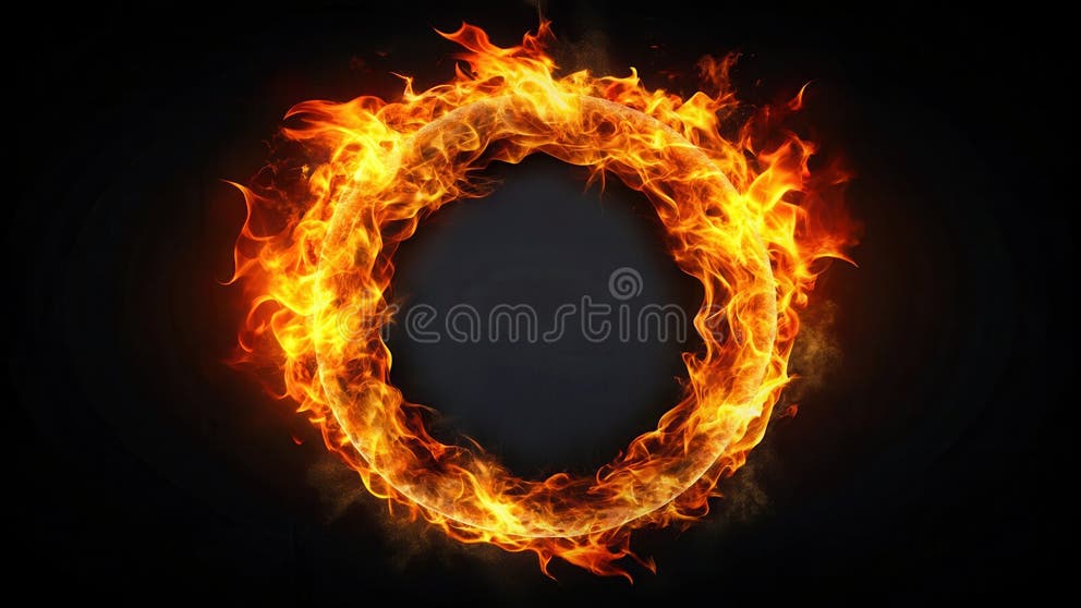 Fiery Ring of Inferno a Dramatic Circular Flame Illustration for Design ...