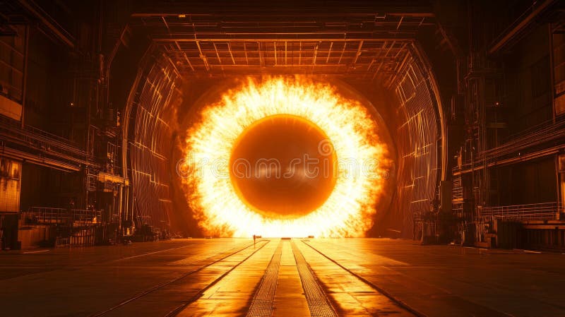 Fiery Ring of Intense Heat in Industrial Setting Stock Illustration ...