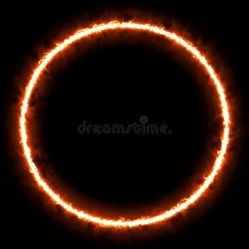 Fiery Ring of Light on Dark Background Stock Illustration ...