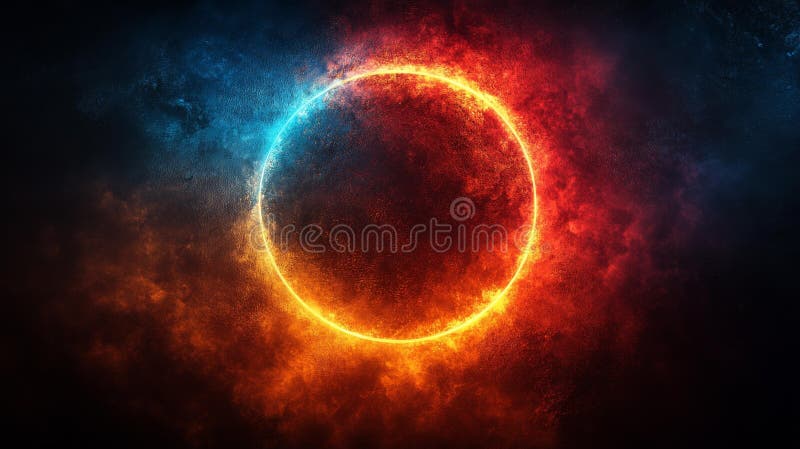 Fiery Ring of Light Surrounded by Blue and Red Nebula Generative AI ...