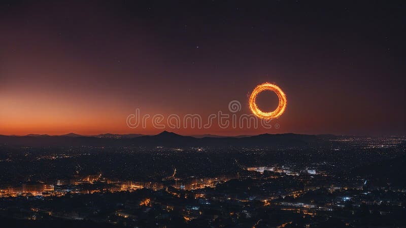A Fiery Ring in the Night Sky, Creating a Spectacular Display of Light ...