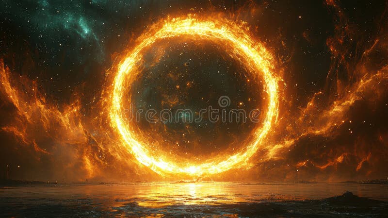 Fiery Ring in Space Celestial Fire Wallpaper Stock Illustration ...