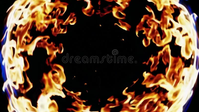 Fiery Ring Spectacle, Animated Fire Circle on Black Background Stock ...