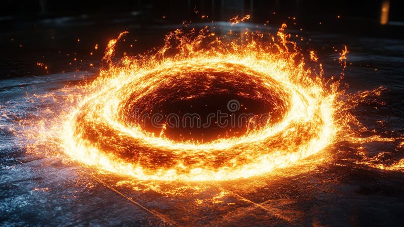 Fiery Ring Vortex, City Backdrop, VFX Element Stock Photo - Image of ...