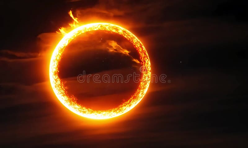 Fiery Ringed Sun Eclipsing Dark Sky Stock Footage - Video of ...
