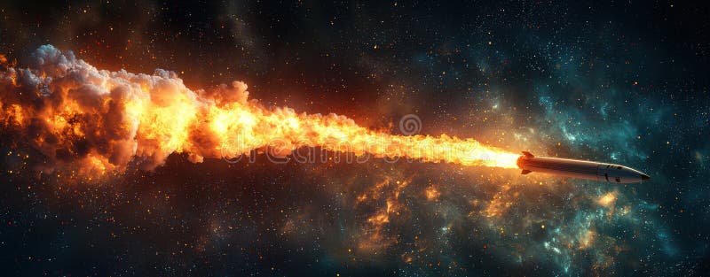 Fiery Rocket Launch into the Cosmos Space Exploration Image Stock ...