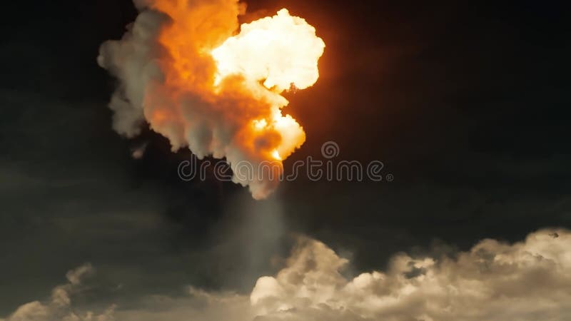 Fiery Rocket Launch Explosion with Dramatic Fireball and Smoke Cloud ...