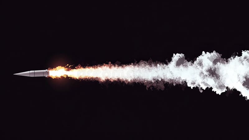 A Fiery Rocket Streaking through the Dark Space, Leaving a Trail of ...