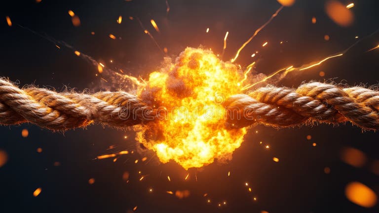 Fiery Rope Breakage Exploding Rope Signifying Breaking Point Tension ...
