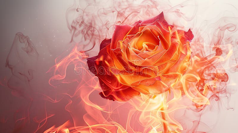 Fiery Rose: a Passionate Bloom Stock Illustration - Illustration of ...