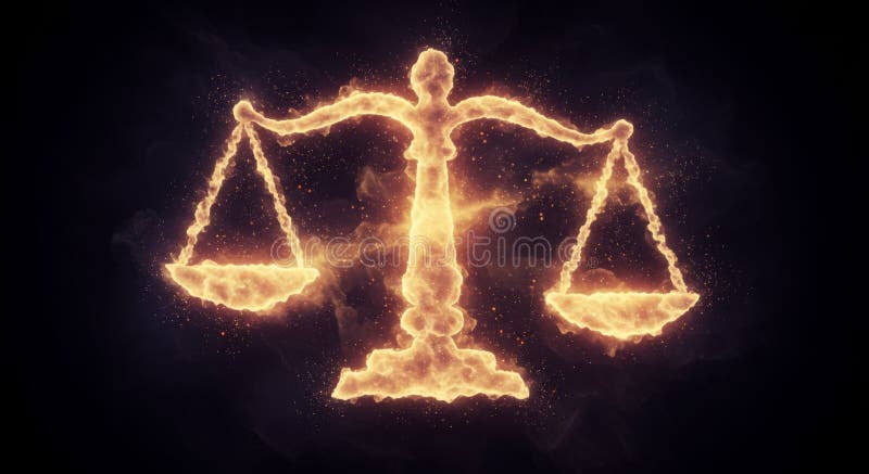 Fiery Scales of Justice Abstract Design Stock Illustration ...