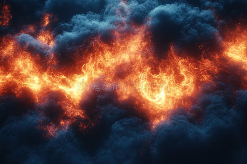 A Fiery Scene on a Black Background, Dramatic and Intense, Design Theme ...